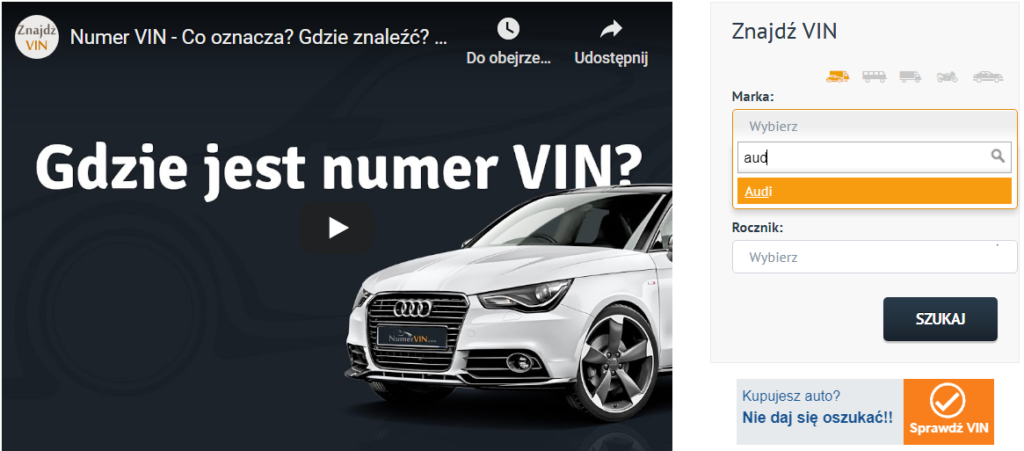 Gdzie jest VIN w Audi? - NumerVIN.com - Znajdź VIN